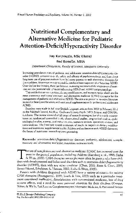 (PDF) Nutritional complementary and alternative medicine for pediatric ...