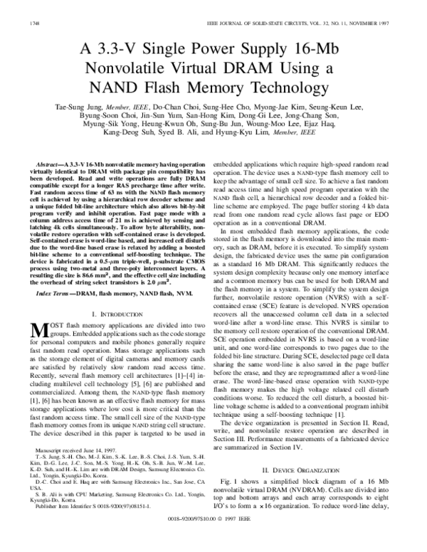 (PDF) A 3.3-V single power supply 16-Mb nonvolatile virtual DRAM using a NAND flash memory ...
