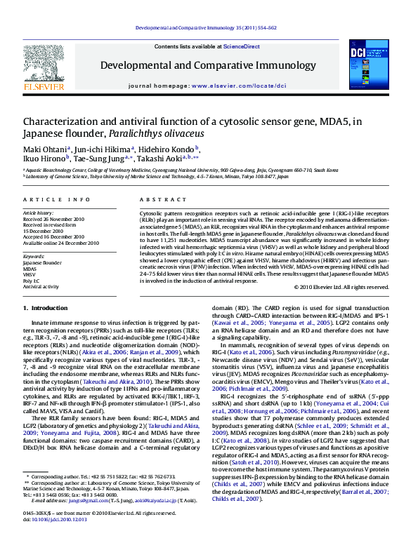 (PDF) Characterization and antiviral function of a cytosolic sensor ...