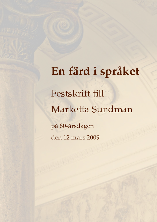 (PDF) En färd i språket. Festskrift till Marketta Sundman på 60 ...
