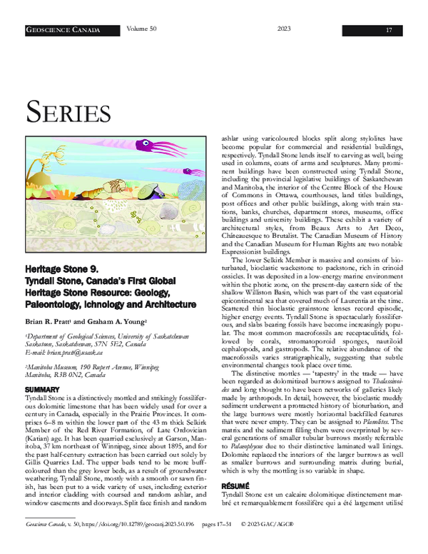 (PDF) Heritage Stone 9. Tyndall Stone, Canada’s First Global Heritage ...