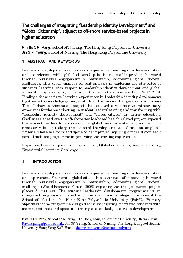 (PDF) The challenges of integrating “leadership identity development ...