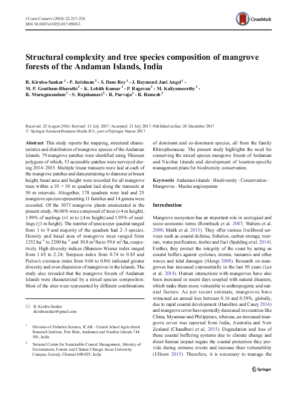 (PDF) Structural complexity and tree species composition of mangrove forests of the Andaman ...