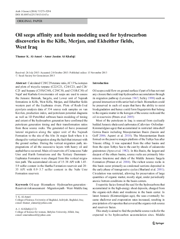 (PDF) Oil seeps affinity and basin modeling used for hydrocarbon ...