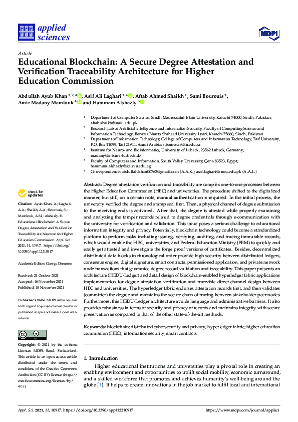 Pdf Educational Blockchain A Secure Degree Attestation And Verification Traceability