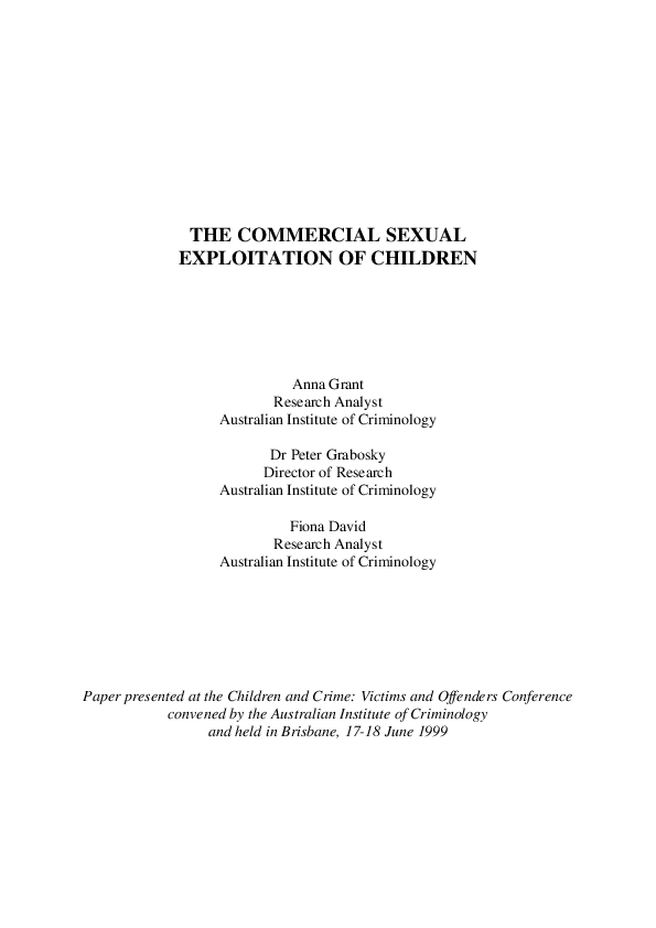 (PDF) The Commercial Sexual Exploitation of Children