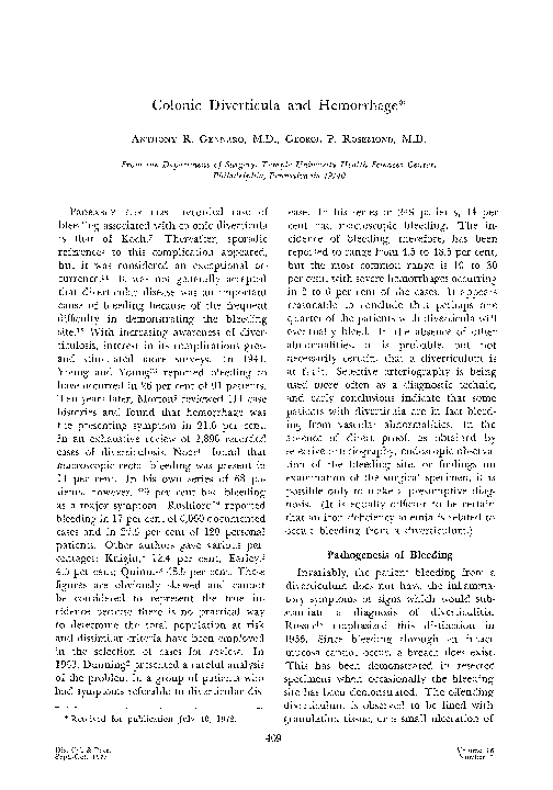 (PDF) Colonic diverticula and hemorrhage