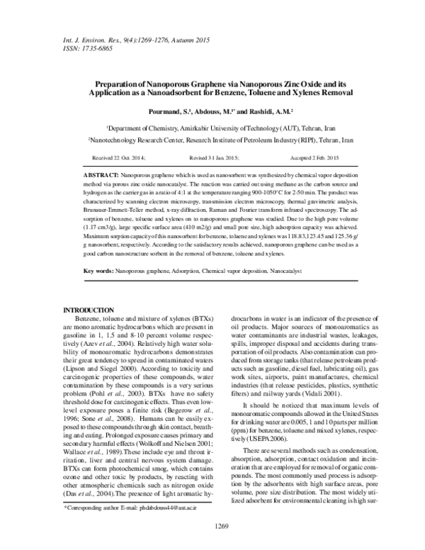 (PDF) Preparation of Nanoporous Graphene via Nanoporous Zinc Oxide and its Application as a ...