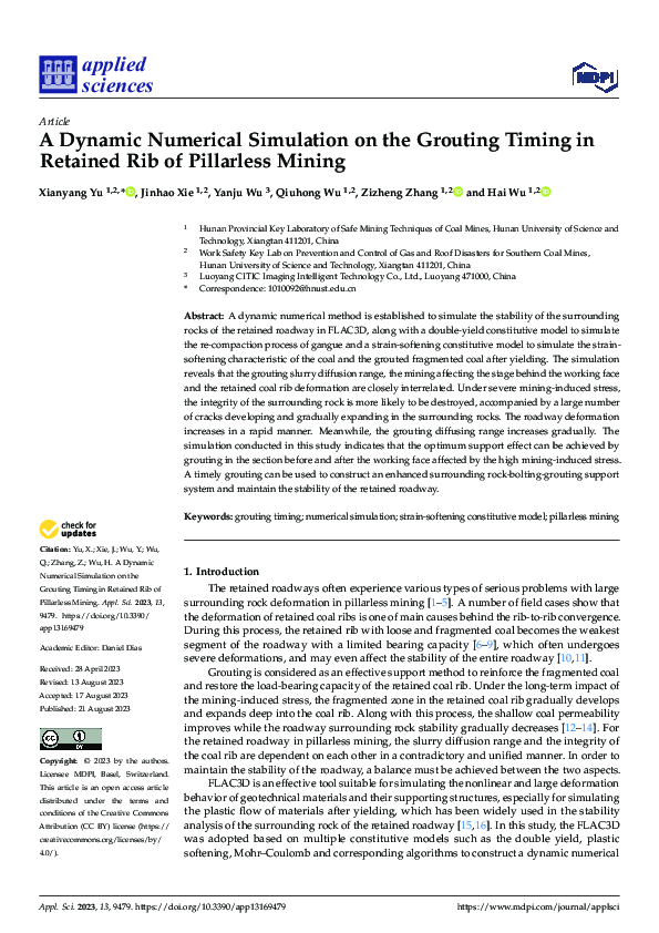 (PDF) A Dynamic Numerical Simulation on the Grouting Timing in Retained ...
