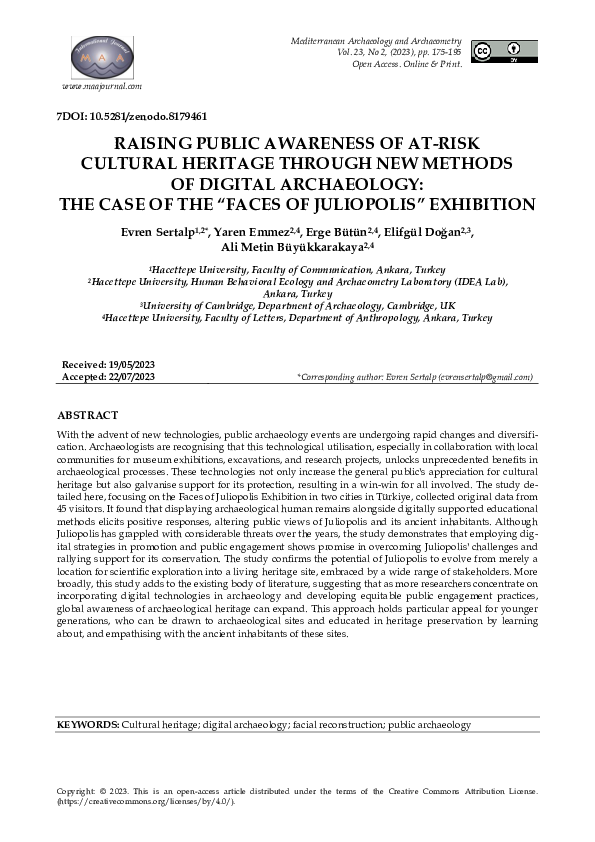 (PDF) RAISING PUBLIC AWARENESS OF AT-RISK CULTURAL HERITAGE THROUGH NEW METHODS OF DIGITAL ...