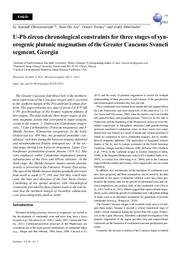 (PDF) U-Pb zircon chronological constraints for three stages of ...