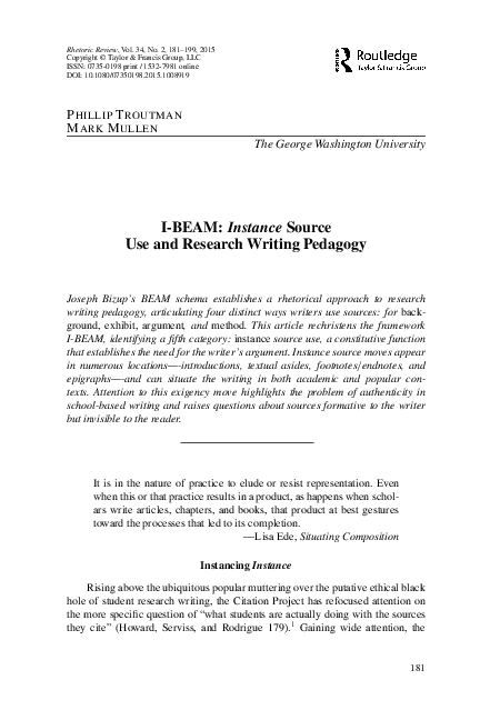 (PDF) I-BEAM:InstanceSource Use and Research Writing Pedagogy