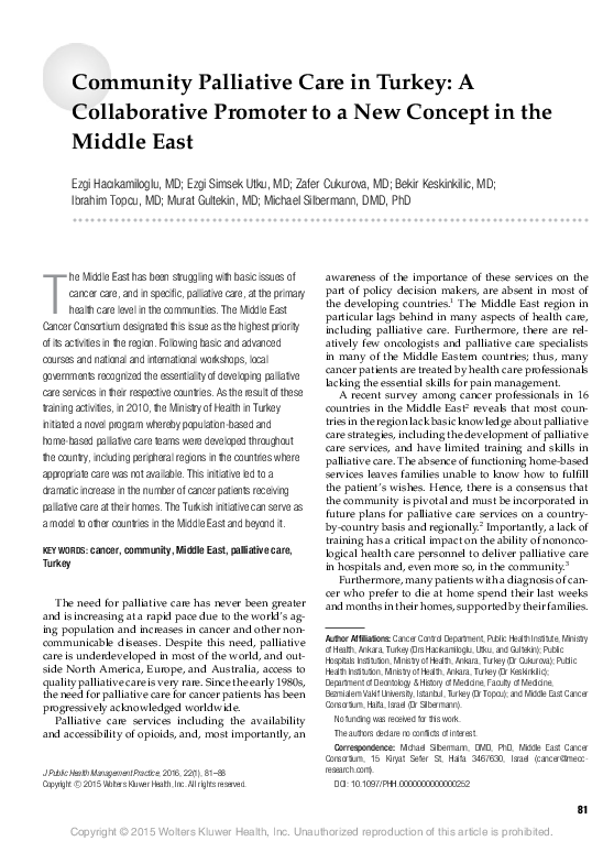 (PDF) Community Palliative Care in Turkey