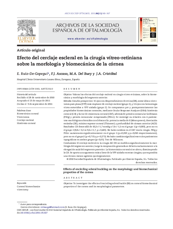 (PDF) Efecto del cerclaje escleral en la cirugía vítreo-retiniana sobre ...