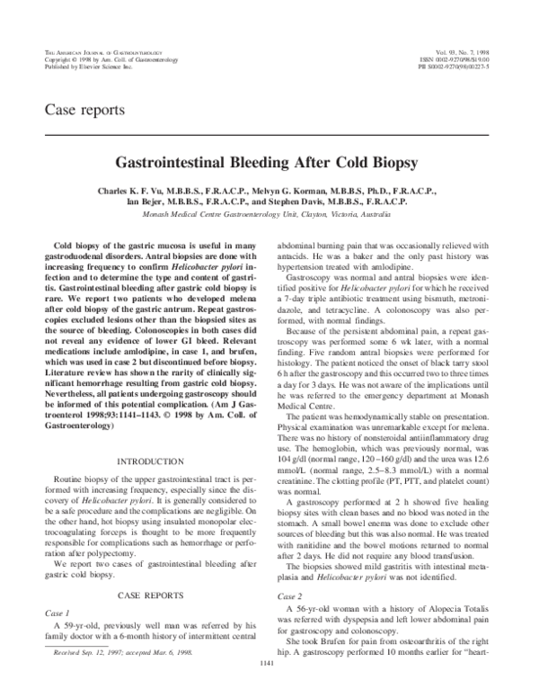 (PDF) Gastrointestinal bleeding after cold biopsy