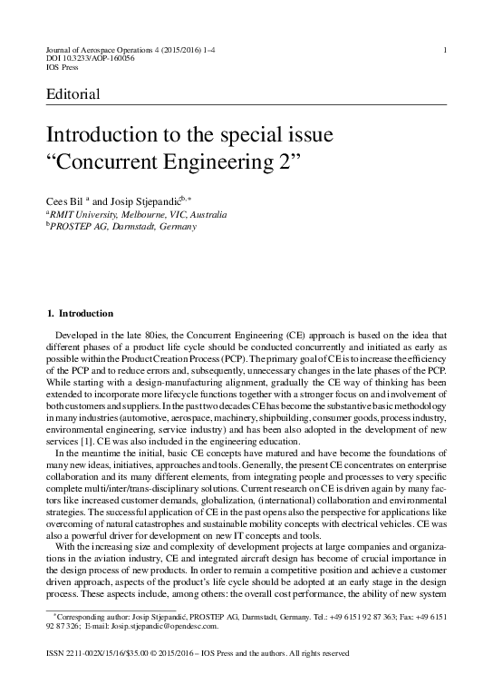 (PDF) Introduction to the special issue “Concurrent Engineering 2”