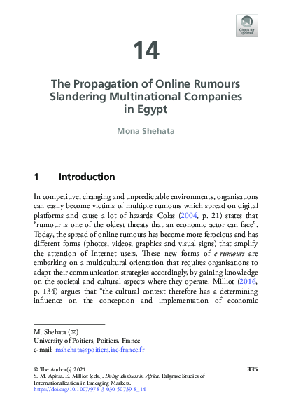 (PDF) The Propagation of Online Rumours Slandering Multinational Companies in Egypt