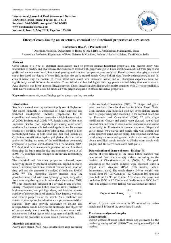 (PDF) Effect of cross-linking on structural, chemical and functional ...