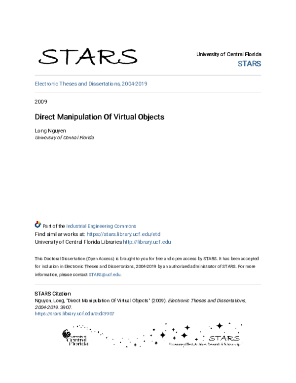 (PDF) Direct manipulation of virtual objects