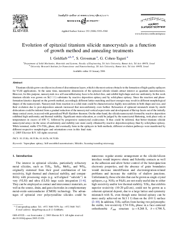 (PDF) Epitaxial Titanium Silicide Nanocrystals: Growth Methods & Effects