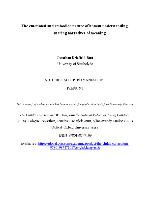 (PDF) The emotional and embodied nature of human understanding: Sharing ...