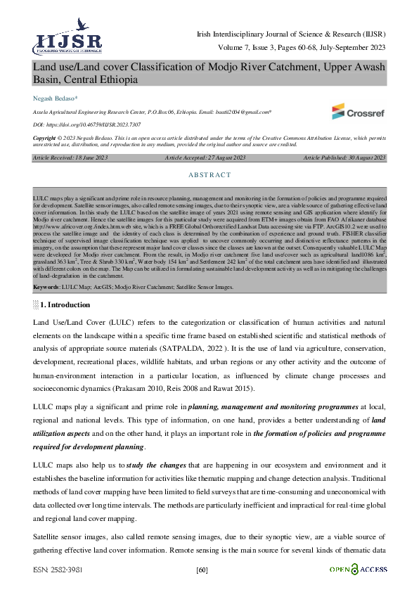 (PDF) Land use/Land cover Classification of Modjo River Catchment ...
