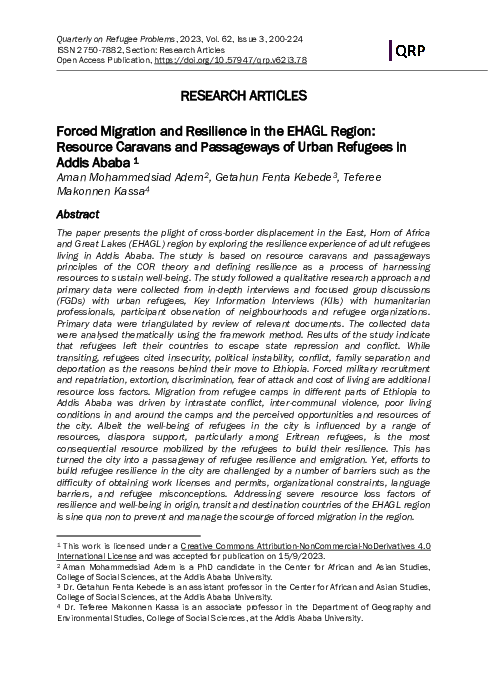 (PDF) Forced Migration and Resilience in the EHAGL Region: Resource ...