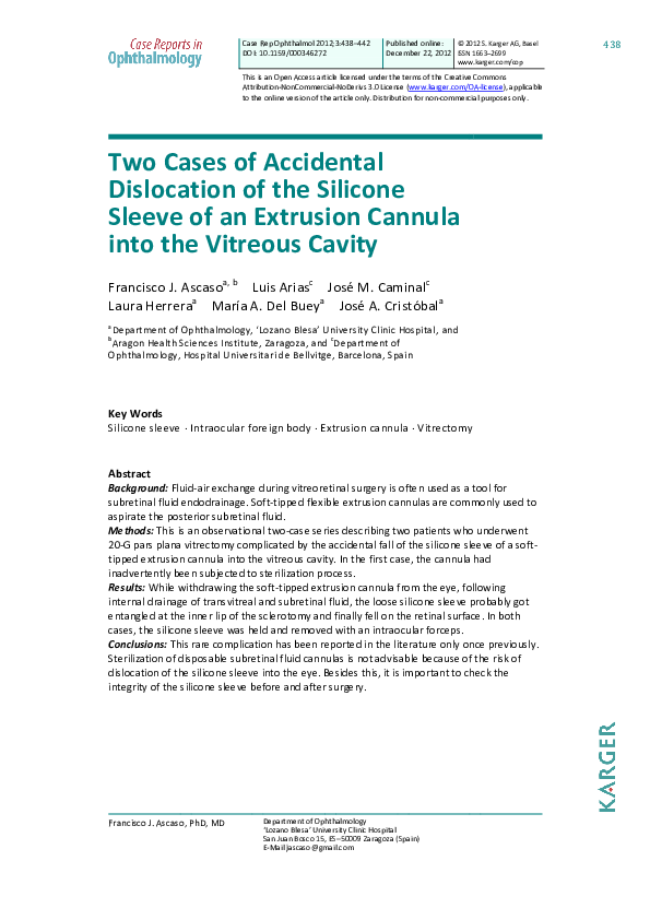(PDF) Two Cases of Accidental Dislocation of the Silicone Sleeve of an ...