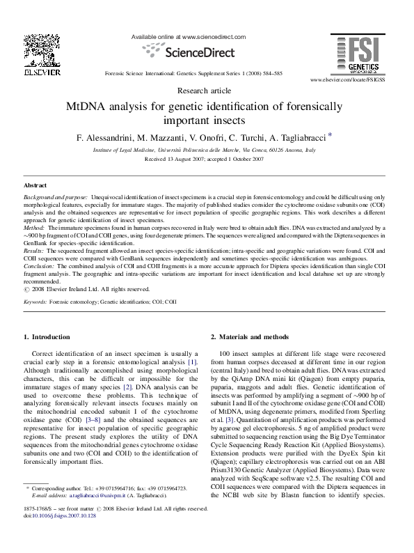 (PDF) MtDNA analysis for genetic identification of forensically ...