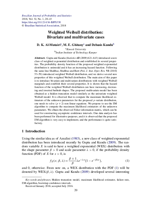 (PDF) Weighted Weibull distribution: Bivariate and multivariate cases