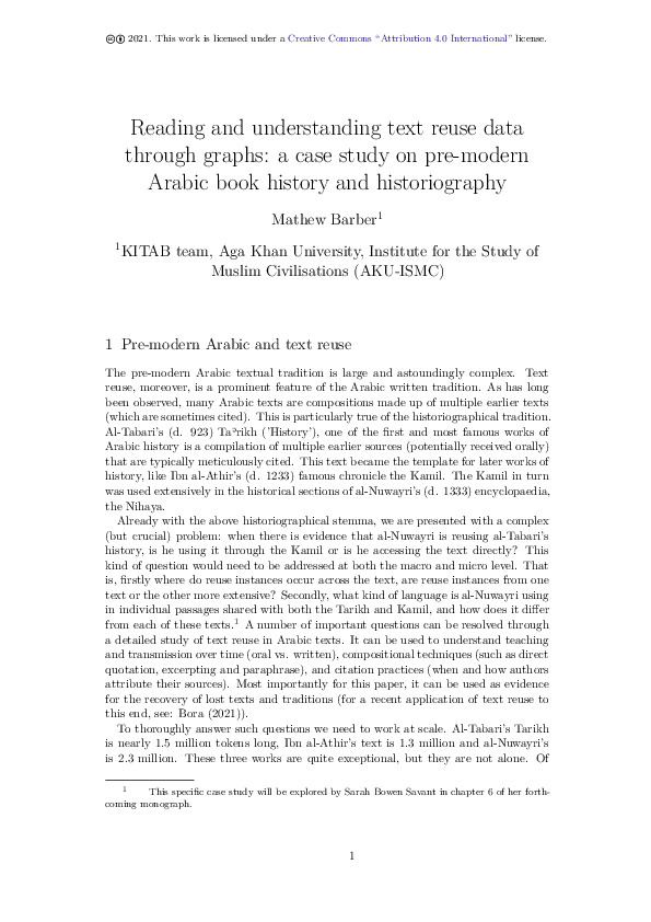 (PDF) Reading and understanding text reuse data through graphs: a case study on pre-modern ...