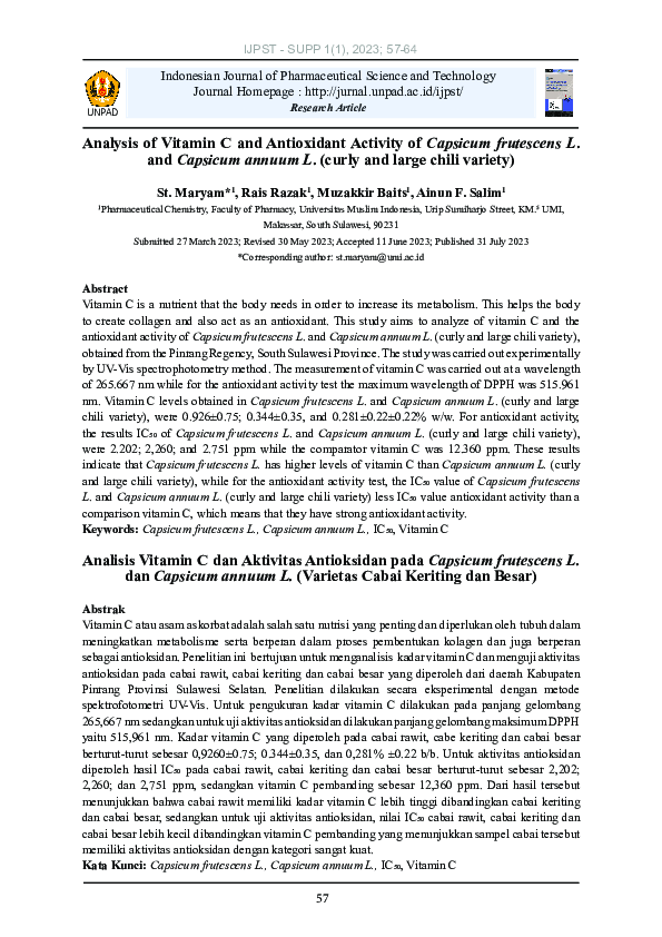(PDF) Analysis of Vitamin C and Antioxidant Activity of Capsicum ...