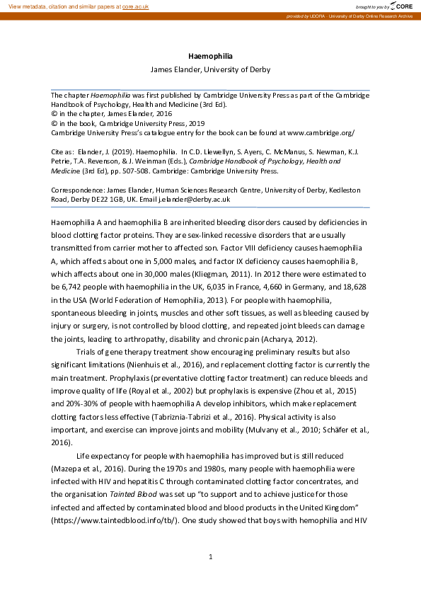 (PDF) Haemophilia