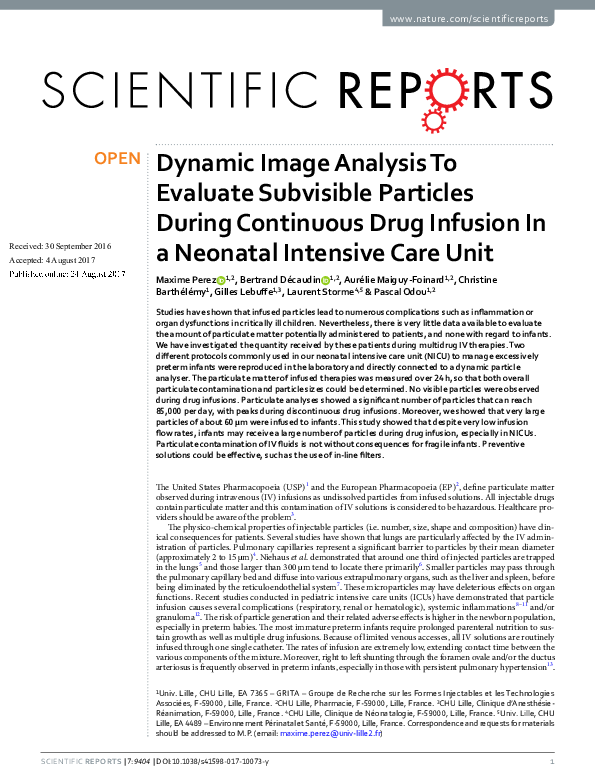 (PDF) Dynamic Image Analysis To Evaluate Subvisible Particles During ...