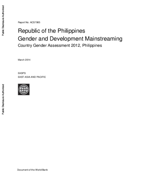 (PDF) Republic of the Philippines - Gender and development mainstreaming : country gender ...