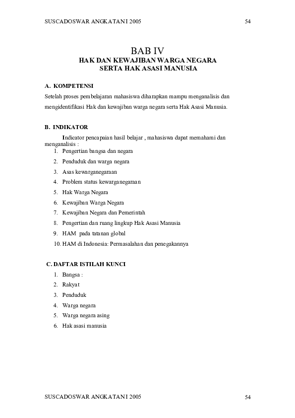 (DOC) BAB IV HAK DAN KEWAJIBAN WARGA NEGARA SERTA HAK ASASI MANUSIA
