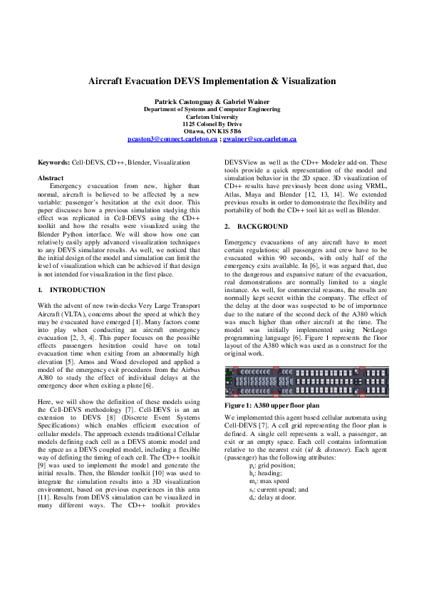 Pdf Aircraft Evacuation Devs Implementation And Visualization Gabriel Wainer