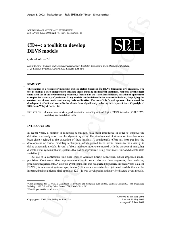 Pdf Cd A Toolkit To Develop Devs Models Gabriel Wainer 