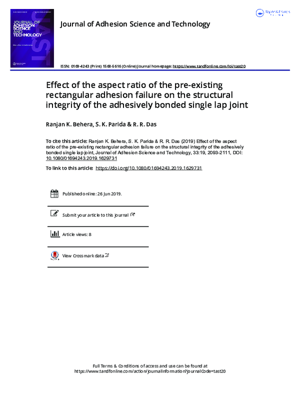 (PDF) Effect of the aspect ratio of the pre-existing rectangular adhesion failure on the ...