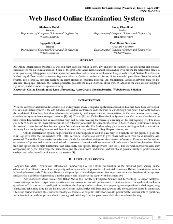 (PDF) Web-based online examination system