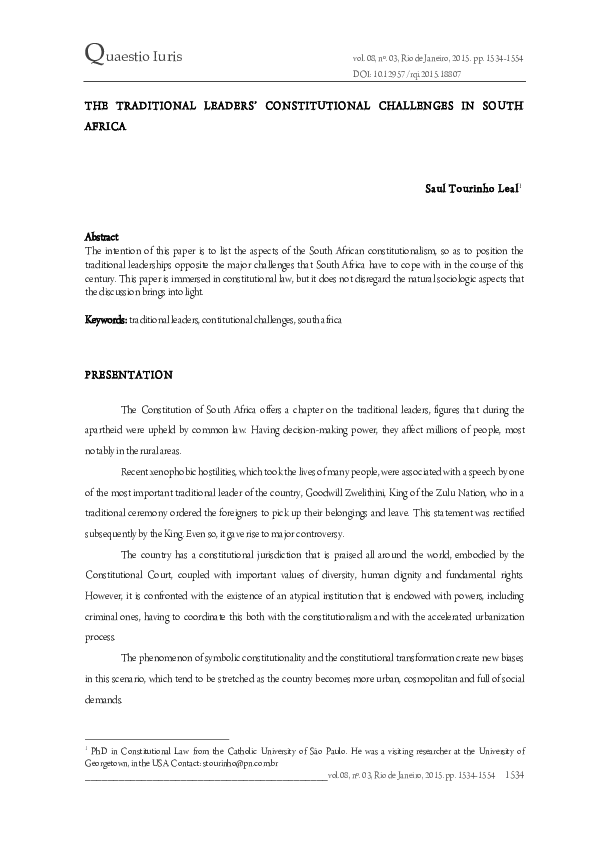 (PDF) Symbolic kingdoms in the Constitution of South Africa