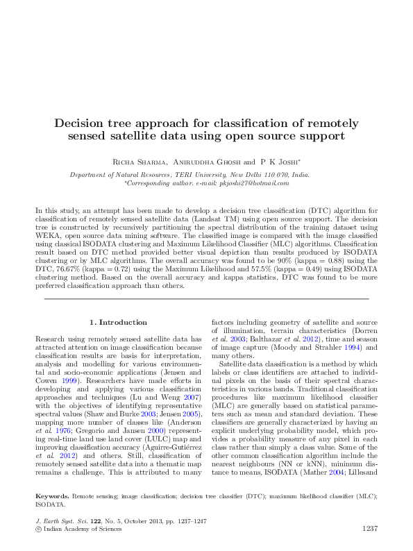 (PDF) Decision tree approach for classification of remotely sensed ...