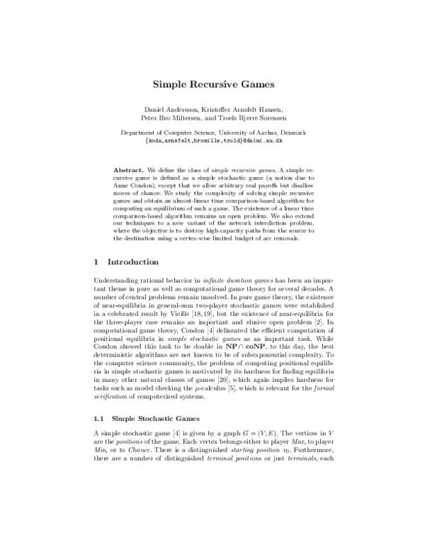 (PDF) Simple Recursive Games