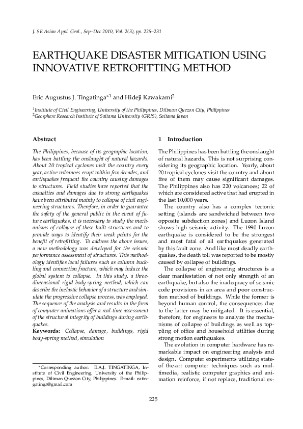 (PDF) Earthquake Disaster Mitigation Using Innovative Retrofitting Method