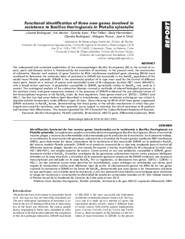 (PDF) Functional identification of three new genes involved in resistance to Bacillus ...