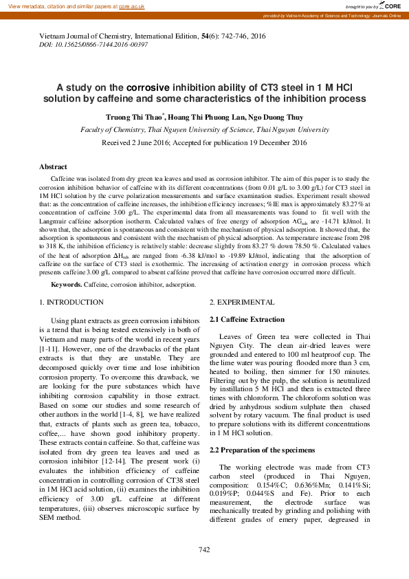 (PDF) A study on the corrosive inhibition ability of CT3 steel in 1 M ...