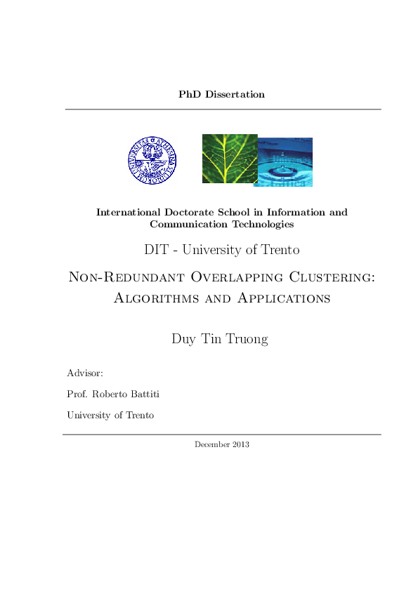 Pdf Non Redundant Overlapping Clustering Algorithms And Applications