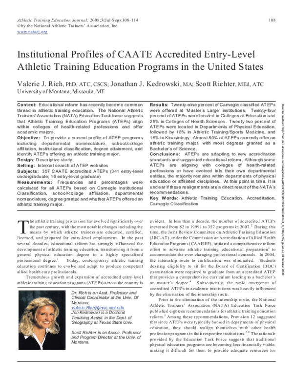(PDF) Institutional Profiles of CAATE Accredited Entry-Level Athletic ...