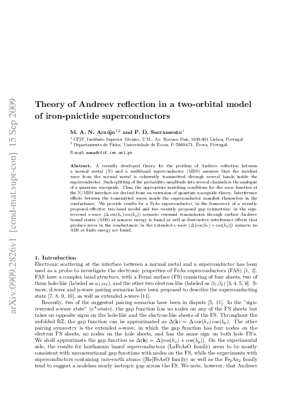 (PDF) Theory of Andreev reflection in a two-orbital model of iron ...