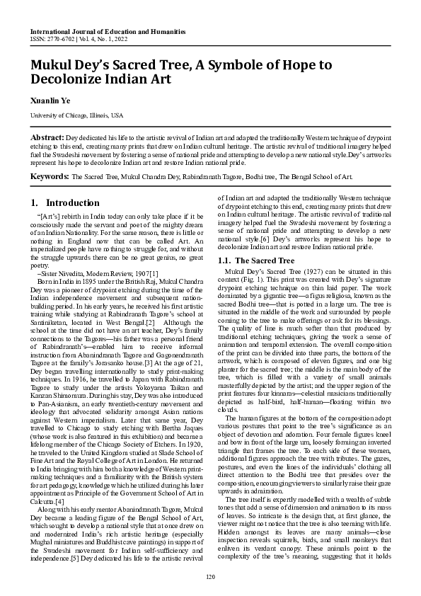 (PDF) Mukul Dey’s Sacred Tree, A Symbole of Hope to Decolonize Indian Art